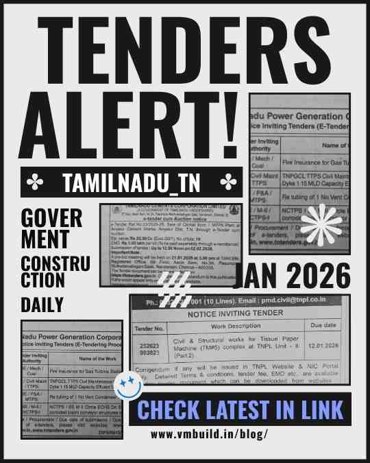 Tamil Nadu Govt Construction Tenders: 08 Jan 2026